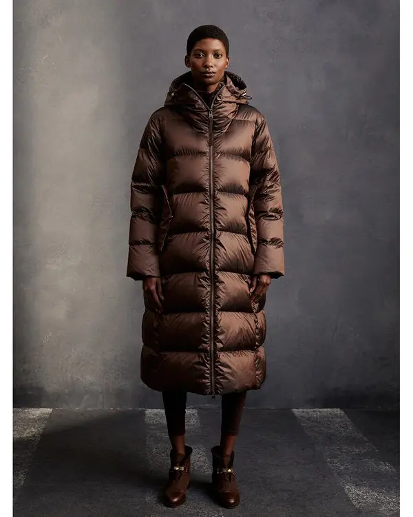 Varley Payton Down Puffer Coat In Dark Truffle Metallic - 76% Off